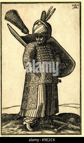 This 16th-century engraving by Melchior Lorck features a portrait of ...