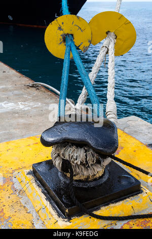 Rat Guard on rope of cruise ship Stock Photo - Alamy