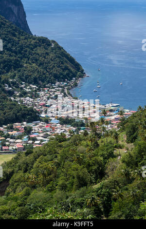 Caribbean, St. Lucia, Soufriere, Town Square French Colonial style ...