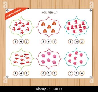 Counting object for kids - Education worksheet Stock Vector Image & Art ...