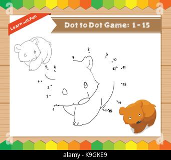 Dot to Dot Bear Isolated Coloring Page for Kids Stock Vector Image ...