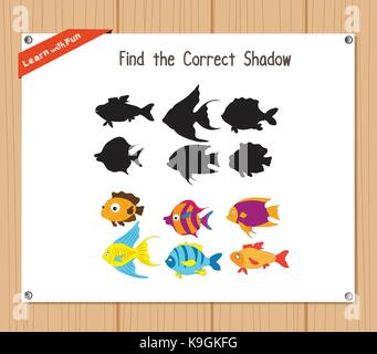 Find correct shadow, children play. Educational game for preschool or ...