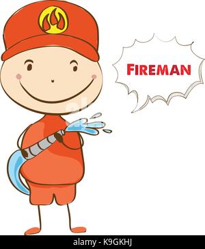 Fire fighting. Water extinguishing. Cartoon firefighting sign with aqua ...