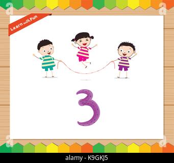 Illustration of a flashcard number three Stock Vector Image & Art - Alamy