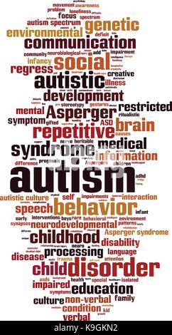 Autism Spectrum Brain word cloud on a white background Stock Vector ...