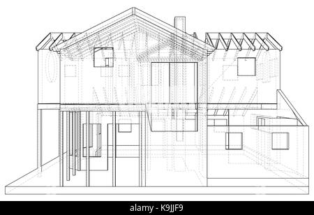 House drawing in vector. The contours of the house. Vector created of ...