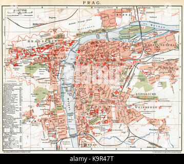 Prag 1885 Stadtplan Stock Photo - Alamy