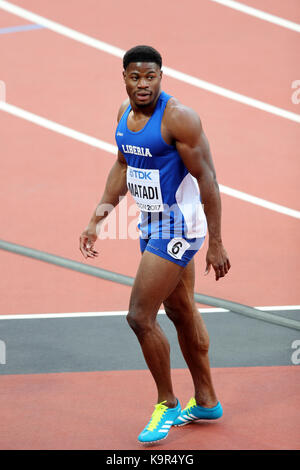 Emmanuel MATADI (Liberia) after competing in the Men's 100m Heat 1 at ...