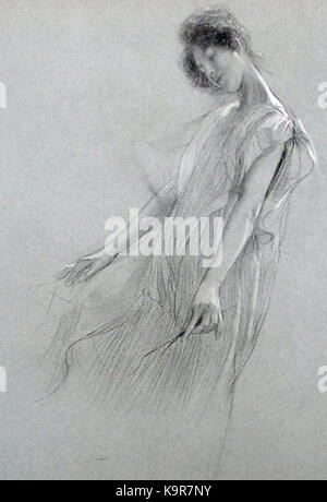 A drawing by Georges Picard depicting women with horses. The ...