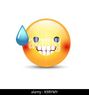 Smiling Face with Open Mouth and Cold Sweat. Smiling emoticon mood ...