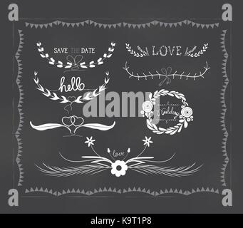 chalkboard wedding, florals vintage set Stock Vector Image & Art - Alamy