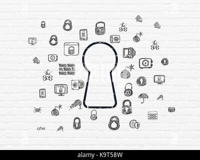 Information concept: Keyhole on wall background Stock Photo - Alamy