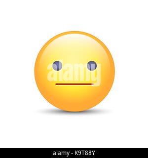 Apathetic indifferent emoticon isolated emoji side view.Vector sad ...