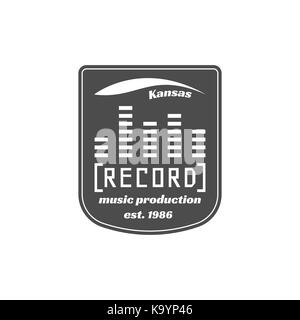 Recording studio vector label, badge, emblem logo with musical ...