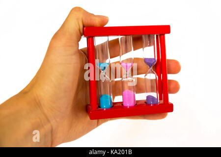 Multiple hourglass isolated on a white background. Studio shot Stock ...