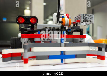 remote control robot made from building blocks assembled by children ...