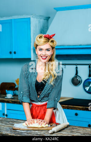 smiling Caucasian Beautiful woman, housewife or Cheerful female worker ...