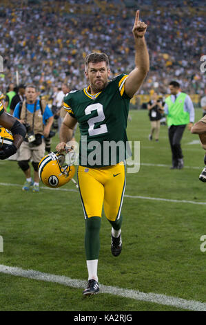 Green Bay Packers kicker Mason Crosby (2) practices before an NFL game ...