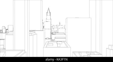 Wire-frame New York City, Blueprint Style Stock Vector Image & Art - Alamy