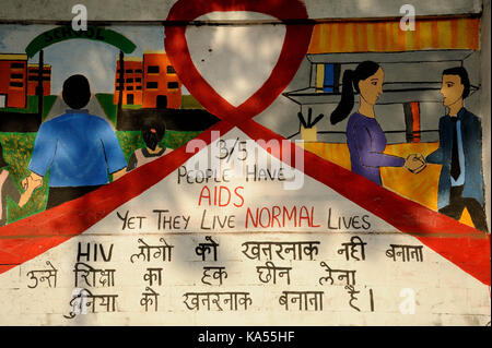 hiv aids painting on wall wadala, mumbai, maharashtra, India, Asia ...