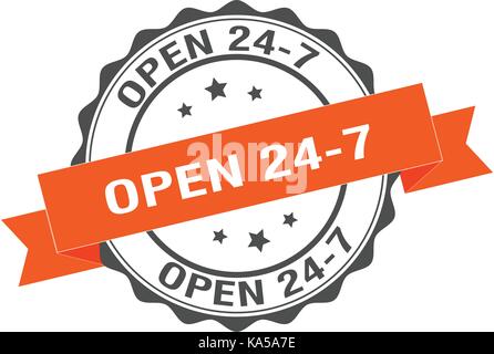 open 24 7 stamp. open 24 7 sign. open 24 7 label set Stock Vector Image ...