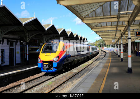 Class 222 meridian pioneer train in Hull Trains livery speeding through ...