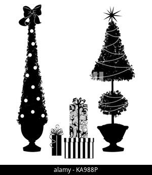 Two Trees Silhouettes Stock Photo - Alamy