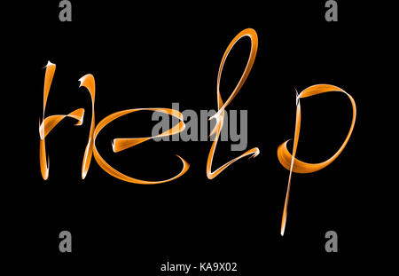 Glowing neon Help word over black background Stock Photo - Alamy