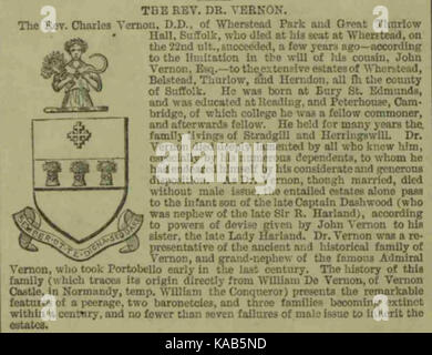 Rev Charles Vernon obituary 1863 Stock Photo - Alamy