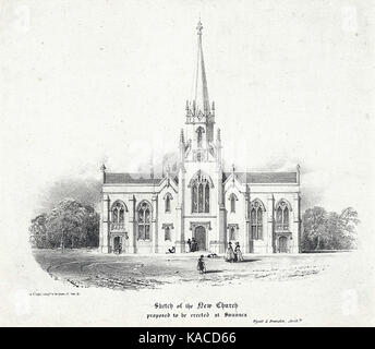 Sketch of the New Church proposed to be erected at Swansea Stock Photo ...