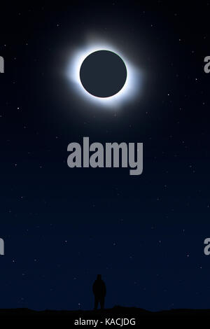 Man watching total eclipse during hiking Stock Photo - Alamy