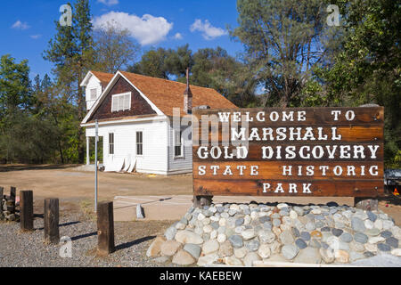 Marshall Gold Discovery state historic park sign Coloma California USA ...