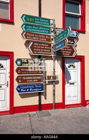 road signs in ballyvaughan county clare ireland Stock Photo - Alamy