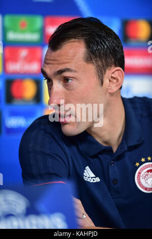 Turin, Italy. 26th Sep, 2017. Takis Lemonis, head coach of Olympiacos ...