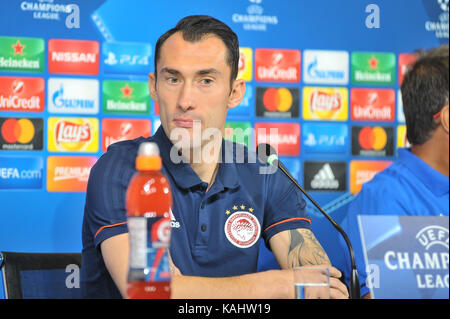 Turin, Italy. 26th Sep, 2017. Takis Lemonis, head coach of Olympiacos ...