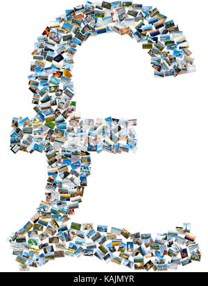 Photo collage of Pound symbol on white Stock Photo - Alamy