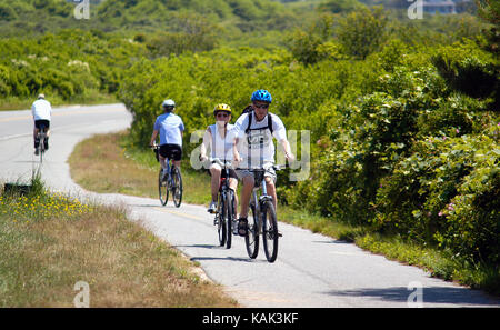 Biking along the trail to Madaket Beach. Nantucket Island ...