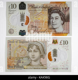 2017 new British ten pound note featuring the author Jane Austin, made ...