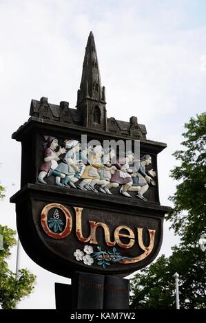 Olney town sign Stock Photo - Alamy