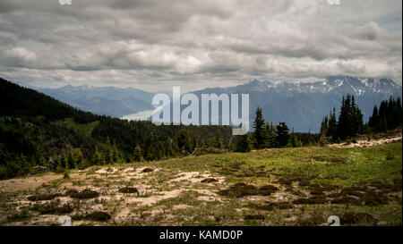 View over Carpenter Lake Reservoir and Bendor Range from a mountain ...