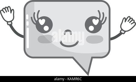grayscale kawaii cute happy chat bubble Stock Vector Image & Art - Alamy