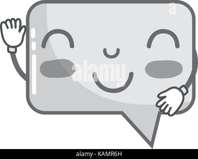 grayscale kawaii cute happy chat bubble Stock Vector Image & Art - Alamy