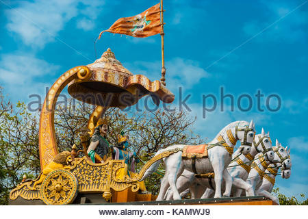 Lord Krishna riding a chariot Stock Photo - Alamy