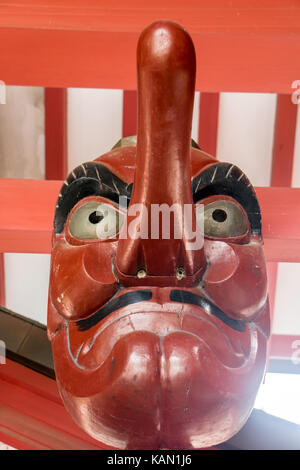 Traditional Japanese red devil mask Kabuki Mask on white background ...