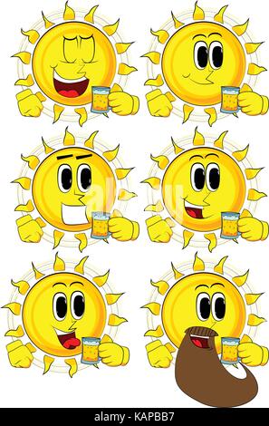 Happy Cartoon Sun drinking Beer isolated Stock Vector Image & Art - Alamy