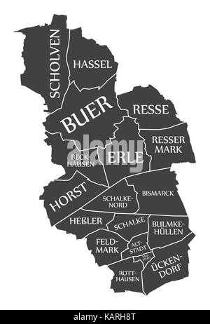 Modern City Map - Gelsenkirchen city of Germany with boroughs DE Stock Vector Image & Art - Alamy