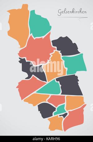 Modern City Map - Gelsenkirchen city of Germany with boroughs DE Stock Vector Image & Art - Alamy