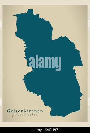 Modern City Map - Gelsenkirchen city of Germany with boroughs and titles DE Stock Vector Image ...