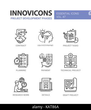 Project Development Phases - modern essential vector line design icons ...