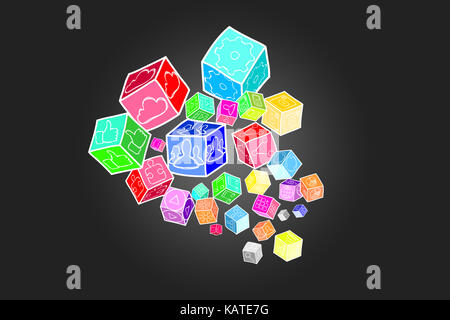 View of Colorfull data cube isolated on background- Technology concept ...